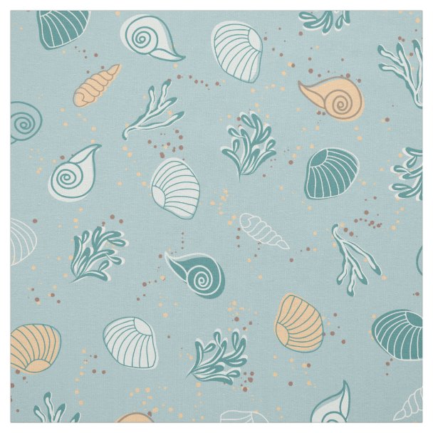 Coastal Decor Seashell Pattern Fabric | Zazzle