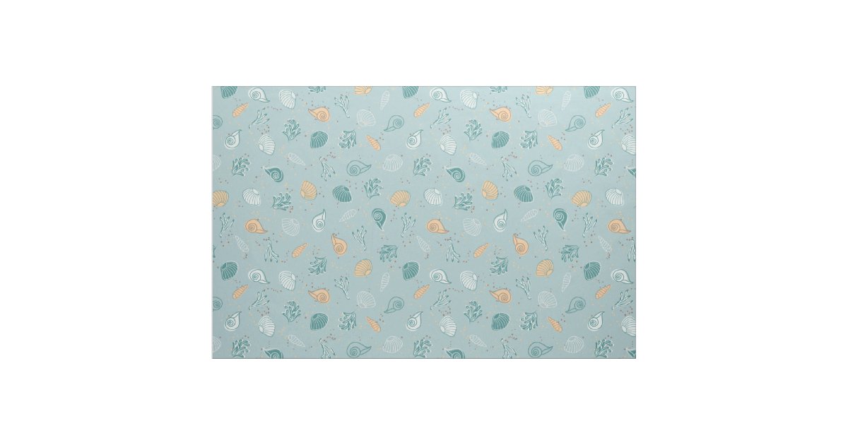Modern Coastal Style Sea Shells Pattern Marine Fabric | Zazzle
