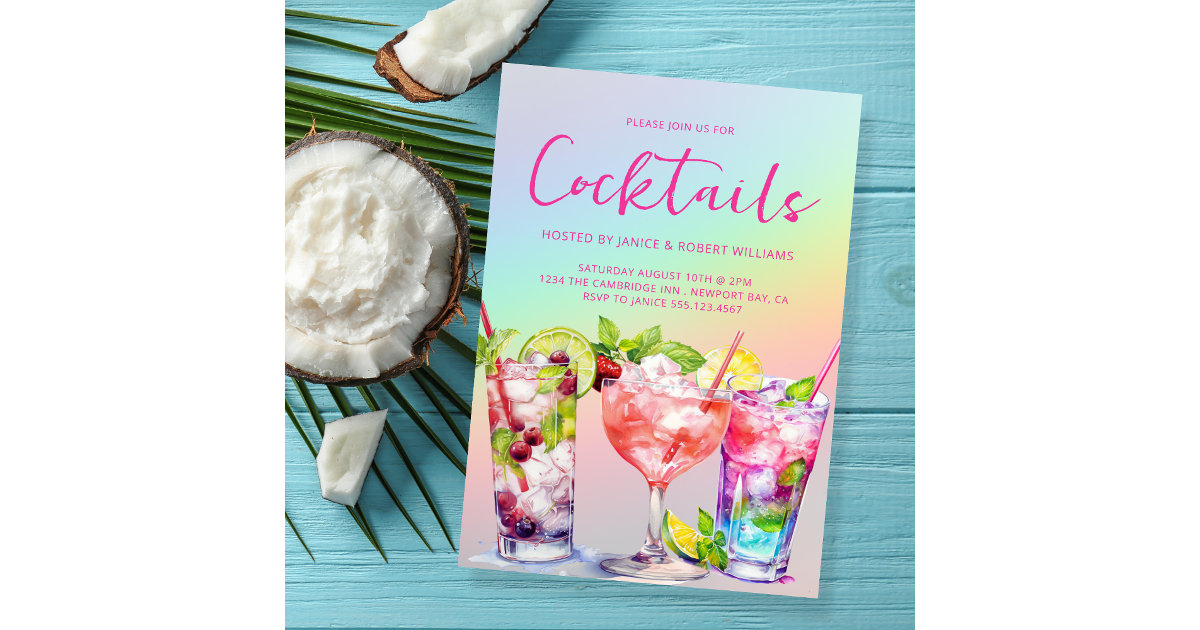 Modern Cocktail Party Drinks Invitation | Zazzle