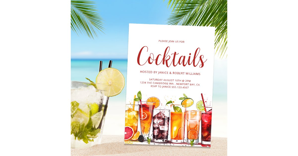 Modern Cocktail Party Drinks Invitation | Zazzle