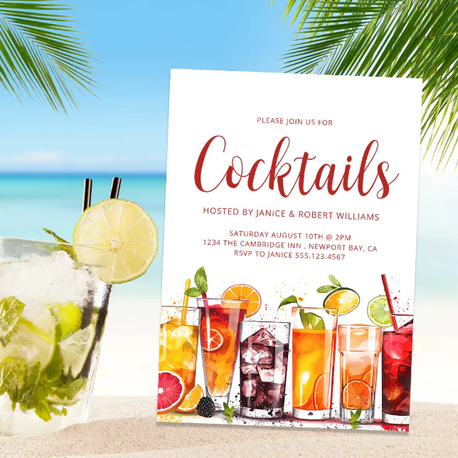 Modern Cocktail Party Drinks Invitation | Zazzle