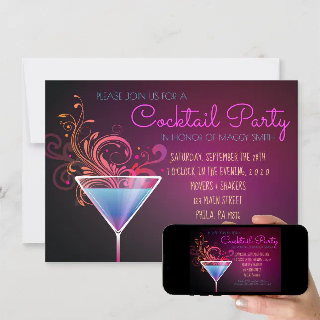 MODERN COCKTAIL PARTY Party Invitation | Zazzle