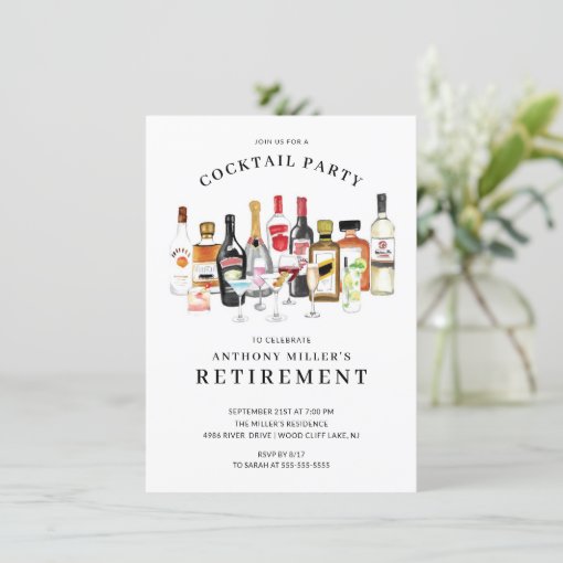 Modern Cocktail Retirement Party Invitation | Zazzle