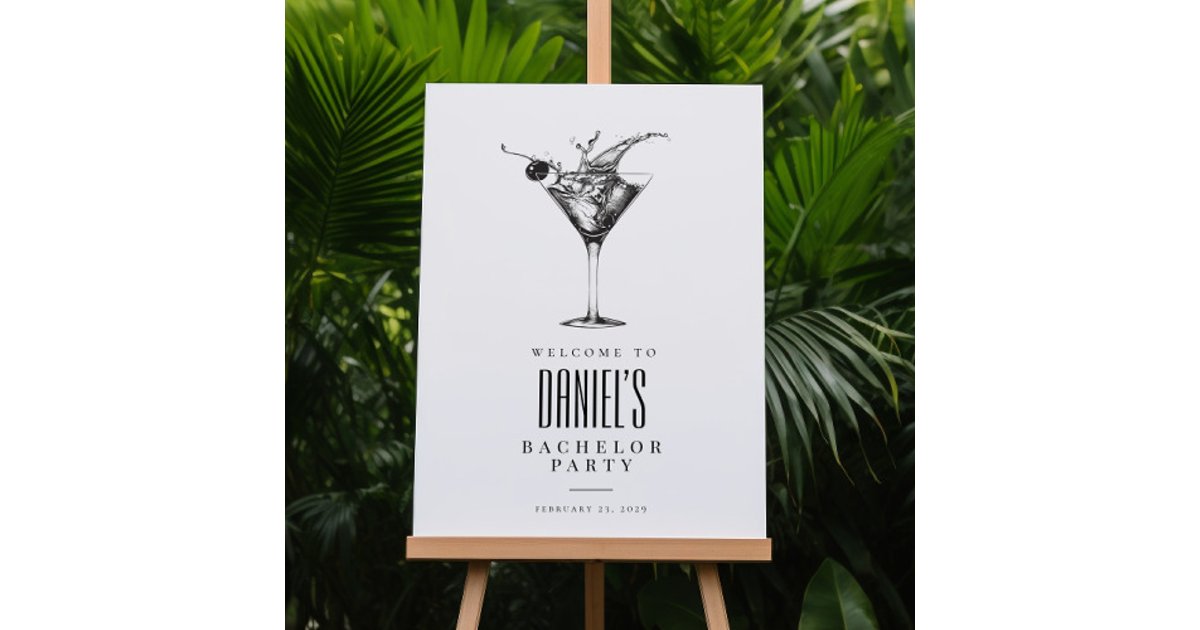 Modern Cocktails Drink Bachelor Party Welcome Sign | Zazzle