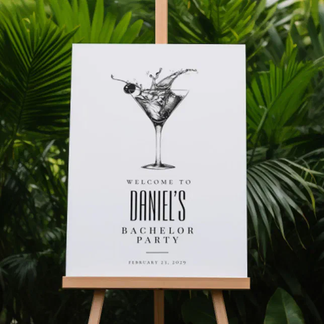 Modern Cocktails Drink Bachelor Party Welcome Sign | Zazzle