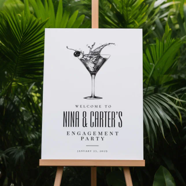 Modern Cocktails Engagement Party Welcome Sign | Zazzle
