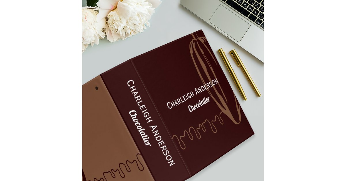 Modern Cocoa Pod Chocolatier Chocolate Recipe 3 Ring Binder | Zazzle