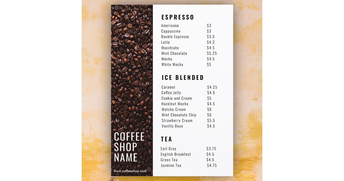 Modern Coffee Shop Menu | Zazzle