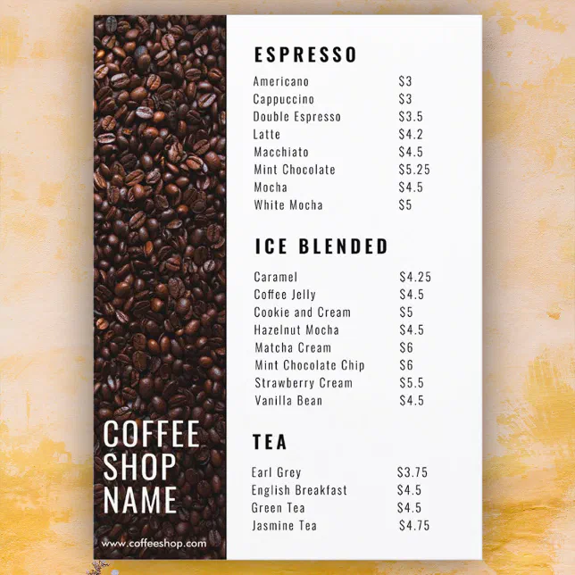 Modern Coffee Shop Menu | Zazzle