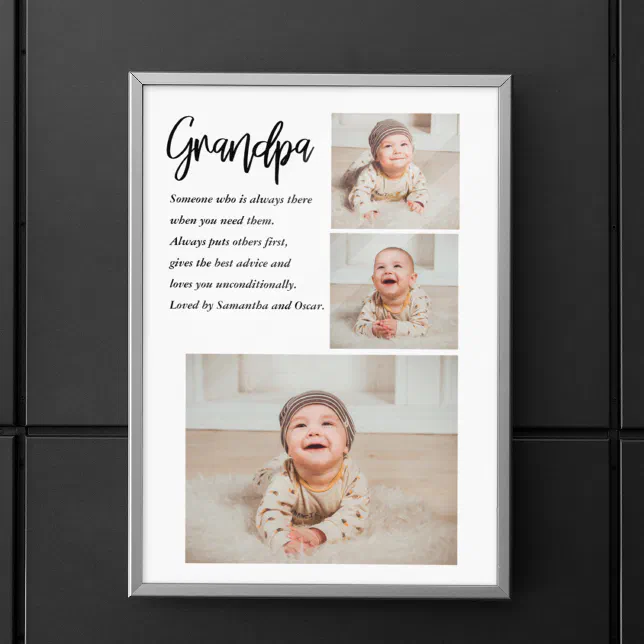 Modern Collage Best Grandpa Ever Beauty Gift Poster | Zazzle