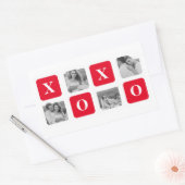 Modern Collage Couple Photo & Red XOXO Rectangular Sticker | Zazzle