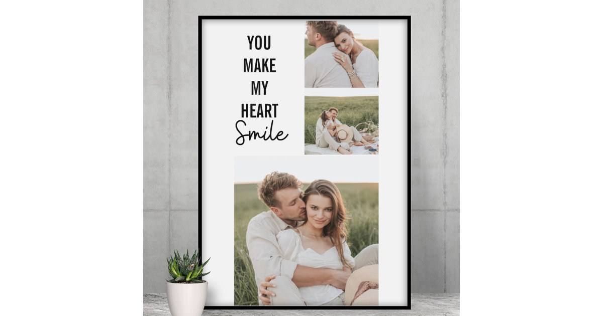 Modern Collage Couple Photo & Romantic QuoteCollag Poster | Zazzle