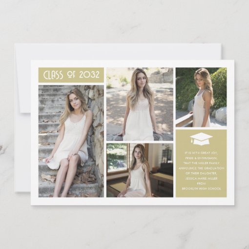 Modern Collage Graduate Grad 6 Photo Graduation An Announcement | Zazzle