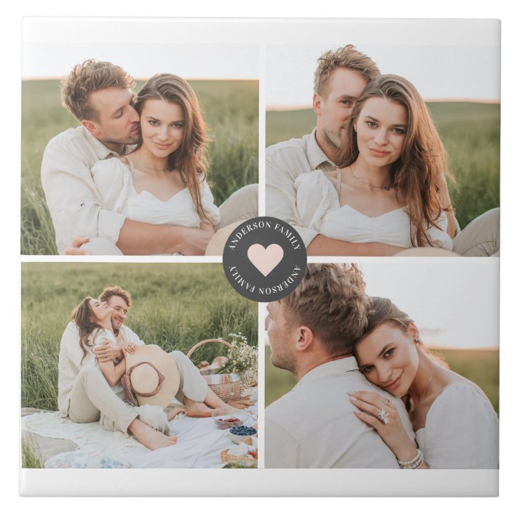 Modern Collage Personalized Family Photo Gift Ceramic Tile | Zazzle