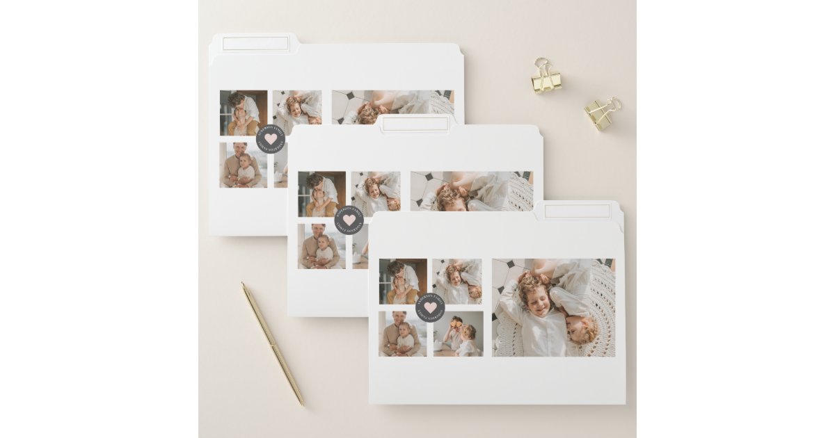 Modern Collage Personalized Family Photo Gift File Folder | Zazzle