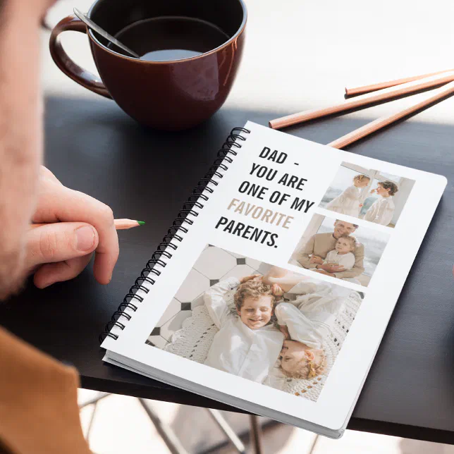 Modern Collage Photo & Happy Fathers Day Gift Notebook | Zazzle