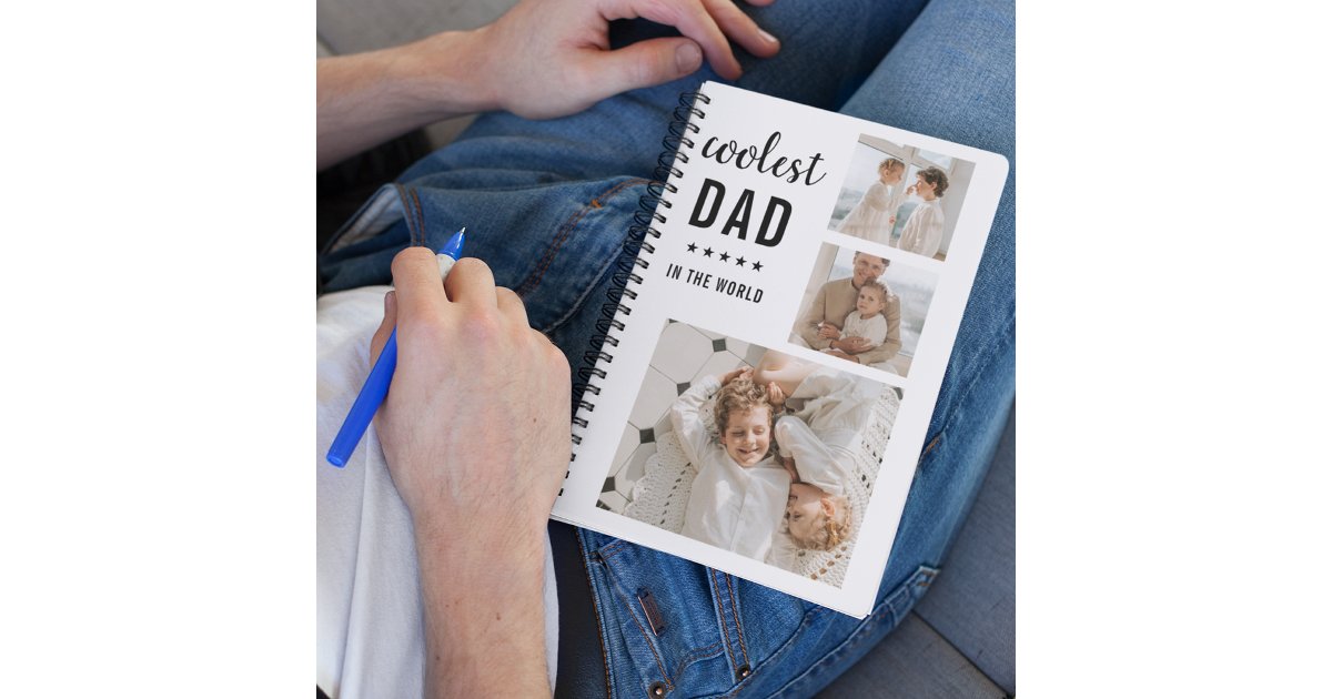 Modern Collage Photo Happy Fathers Day Gift Notebook | Zazzle