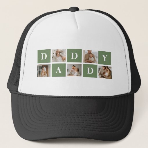 Modern Collage Photo & Happy Fathers Day Gift Trucker Hat | Zazzle