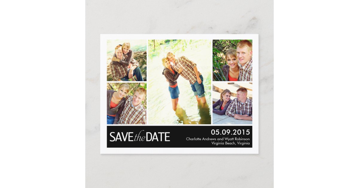 Modern Collage Save The Date Postcard | Zazzle