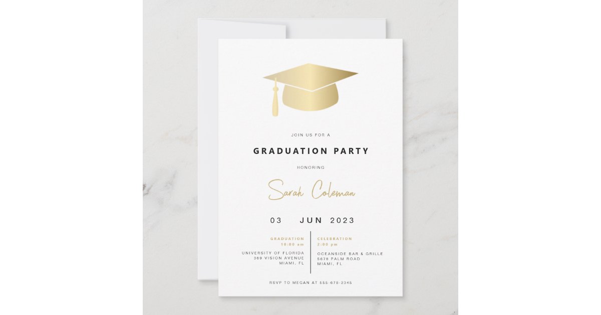 Modern College Graduation Party Invitation School | Zazzle