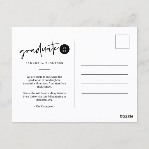 Modern College University High School Grad Photo Postcard | Zazzle