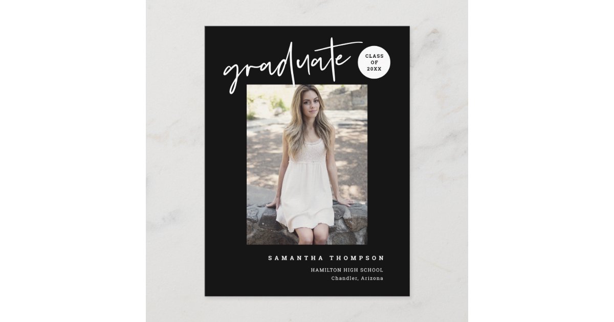 Modern College University High School Grad Photo Postcard | Zazzle