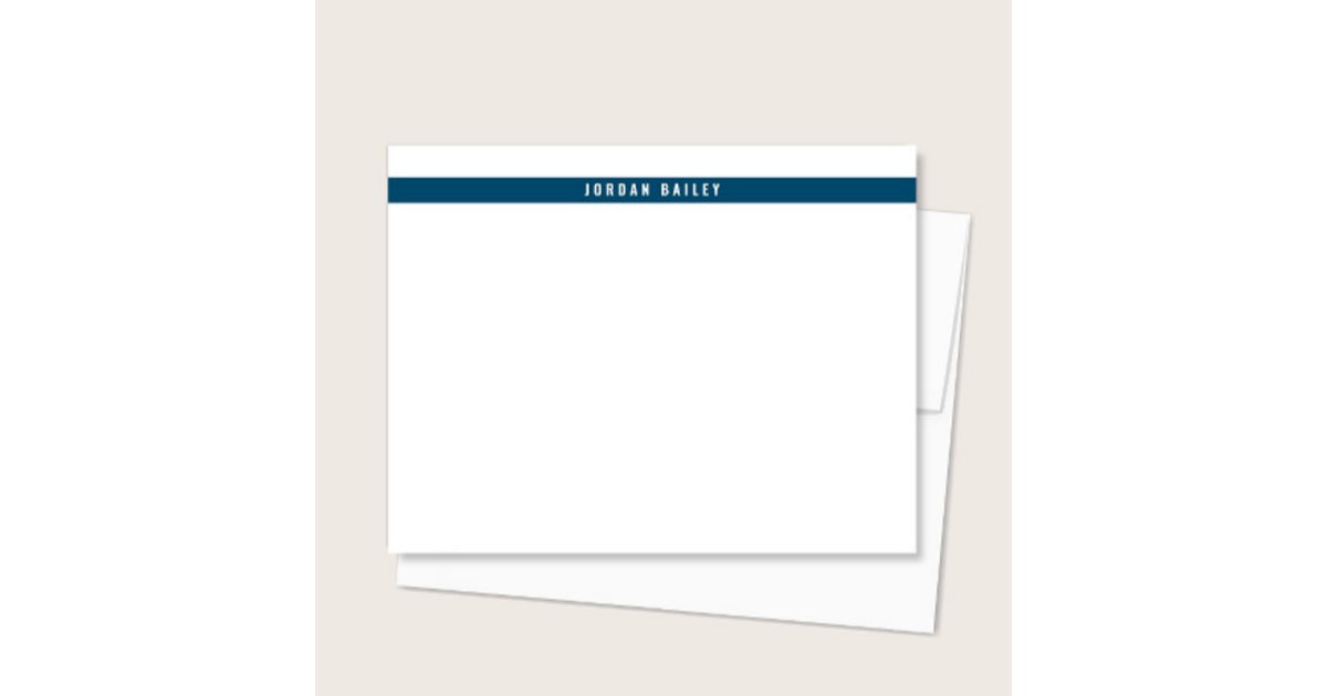 Modern Color Band Professional Technical Deep Blue Note Card | Zazzle