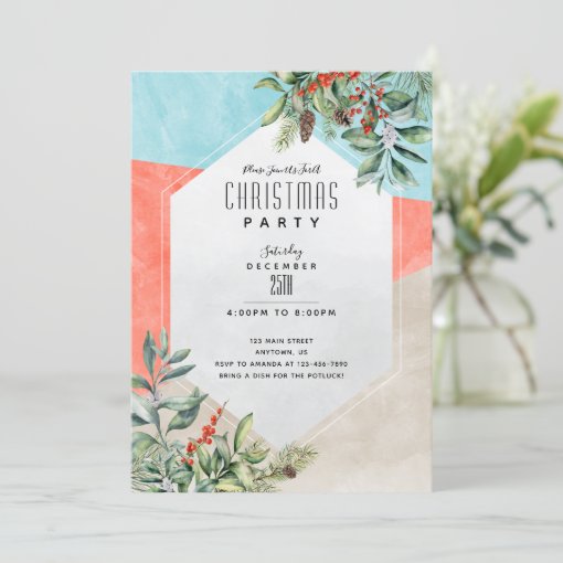 Modern Color Block Christmas/Holiday Invitation | Zazzle