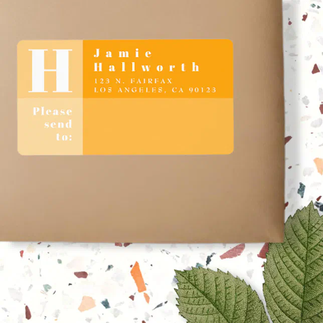 Modern Color Block Orange Return & Send To Address Label | Zazzle