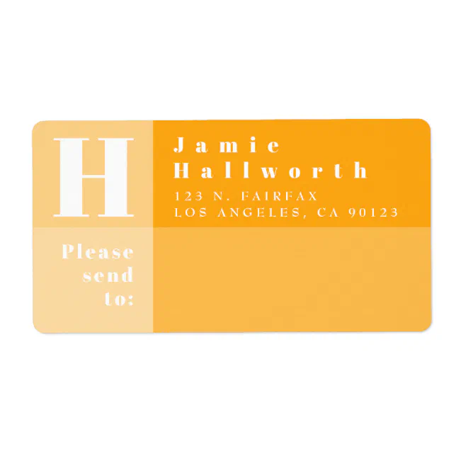 Modern Color Block Orange Return & Send To Address Label | Zazzle