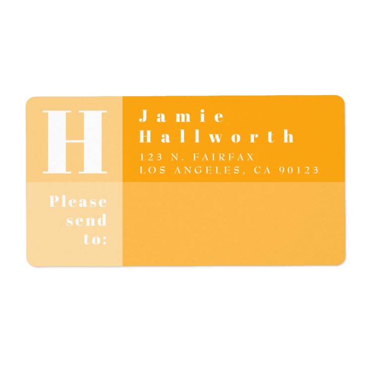 Modern Color Block Orange Return & Send To Address Label | Zazzle