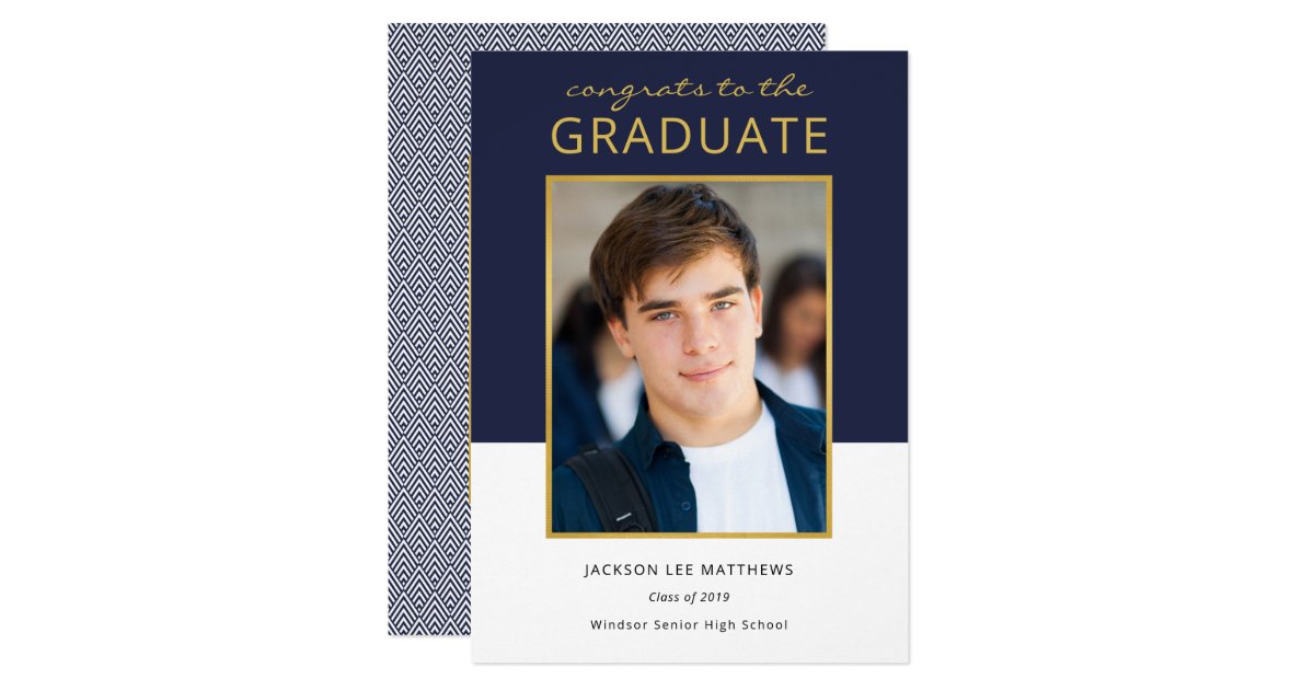Modern Color Block Photo Graduation Celebration Invitation | Zazzle.com
