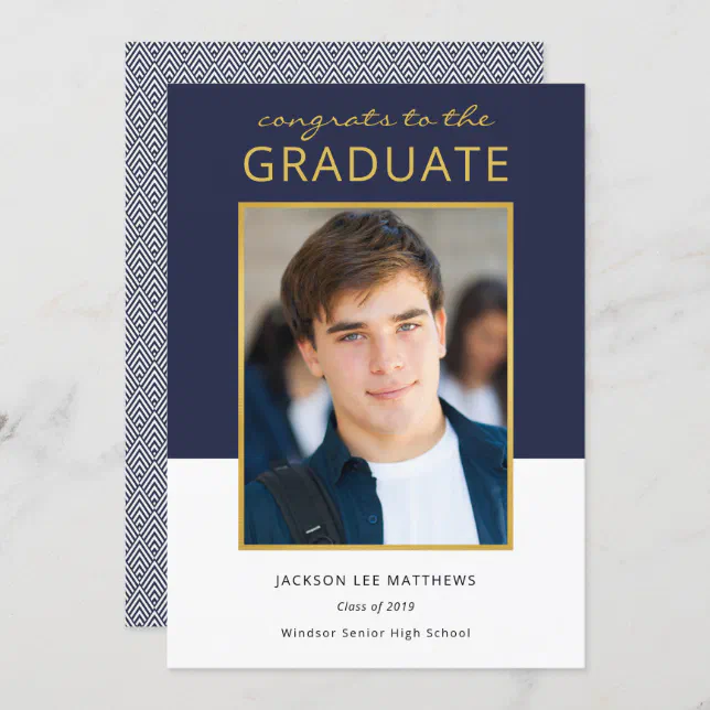 Modern Color Block Photo Graduation Celebration Invitation | Zazzle