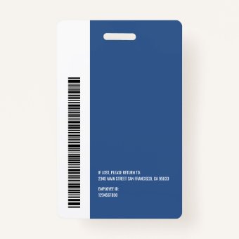 Modern Color Custom Logo Employee Name Barcode Badge | Zazzle