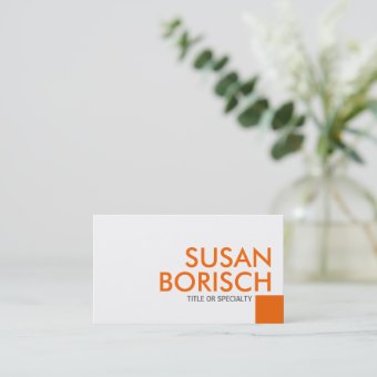 Modern Color Minimalist White Orange Business Card | Zazzle