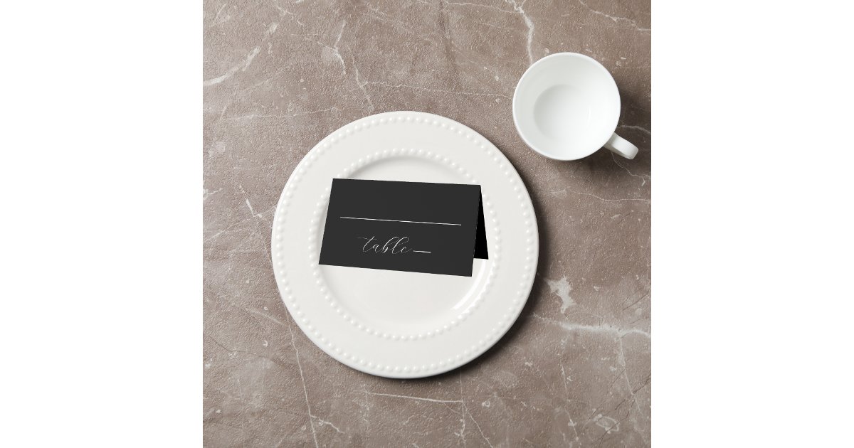 Modern Colorblock Wedding | Double Black Place Card | Zazzle