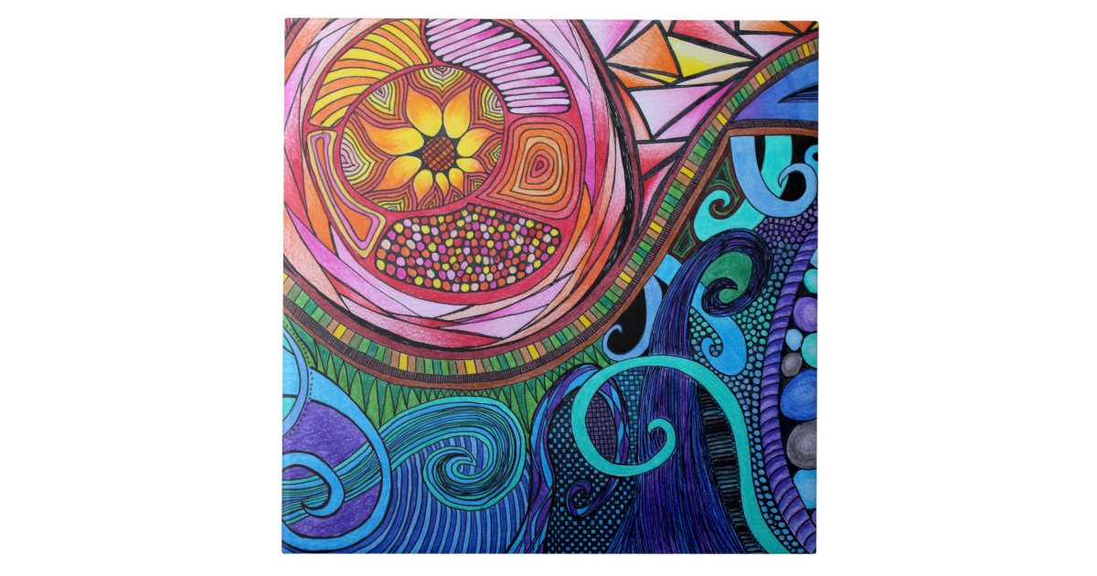 Modern Colorful Abstract Art Ceramic Tile | Zazzle