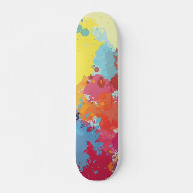 Modern Colorful Abstract Paint Splash Pattern Skateboard | Zazzle