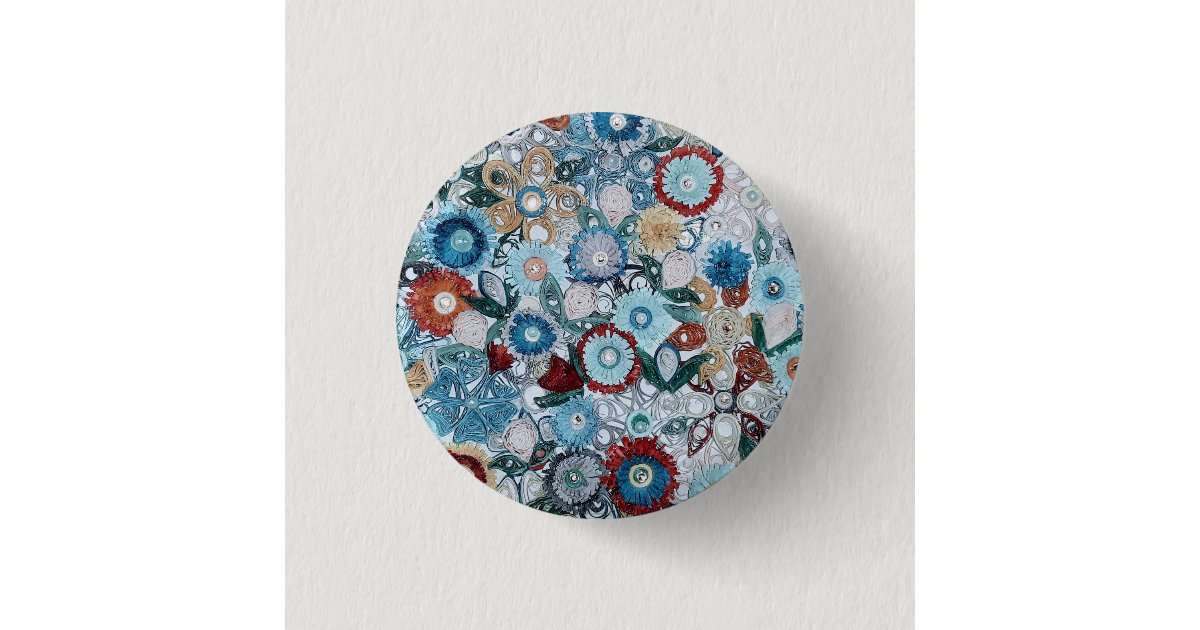 Modern colorful Arts and Crafts patterns Button | Zazzle