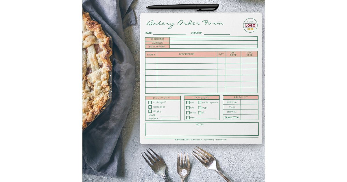 Modern Colorful Bakery Peach Order Form Notepad | Zazzle