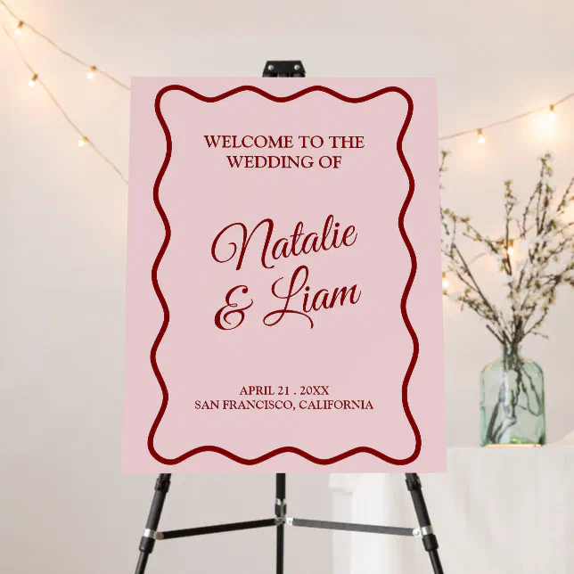 Modern Colorful Bold Retro Funky Wedding Welcome Foam Board | Zazzle