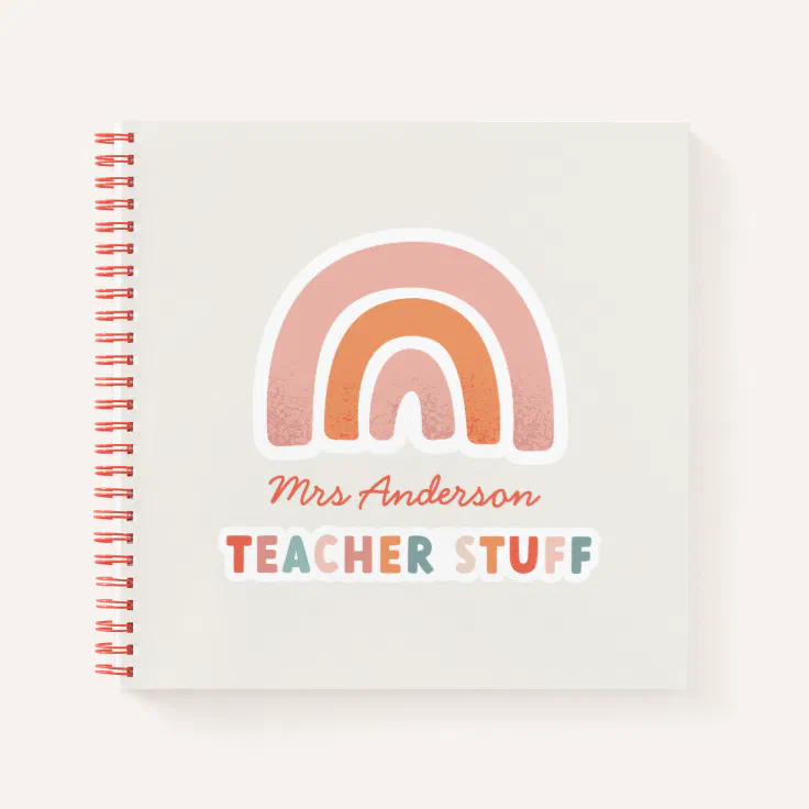 Modern colorful bold typography rainbow teacher notebook | Zazzle