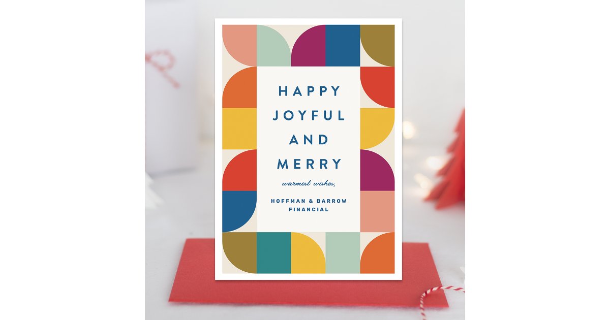 Modern Colorful Business Christmas Holiday Card | Zazzle