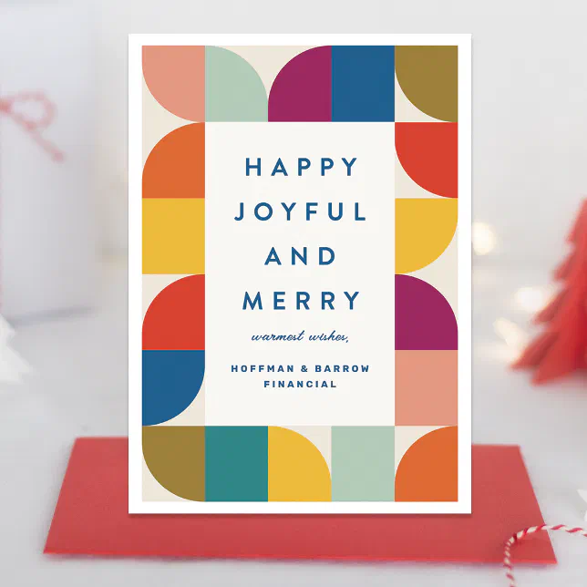 Modern Colorful Business Christmas Holiday Card | Zazzle