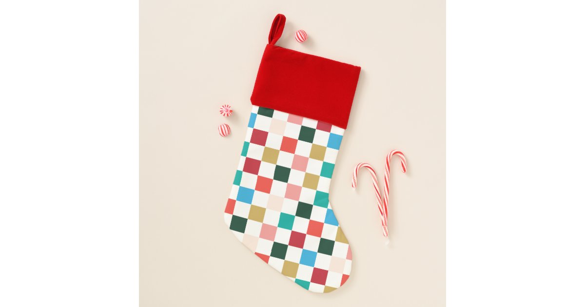 Modern Colorful Checkerboard Christmas Stocking | Zazzle