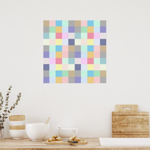 Modern Colorful Checkerboard Poster | Zazzle