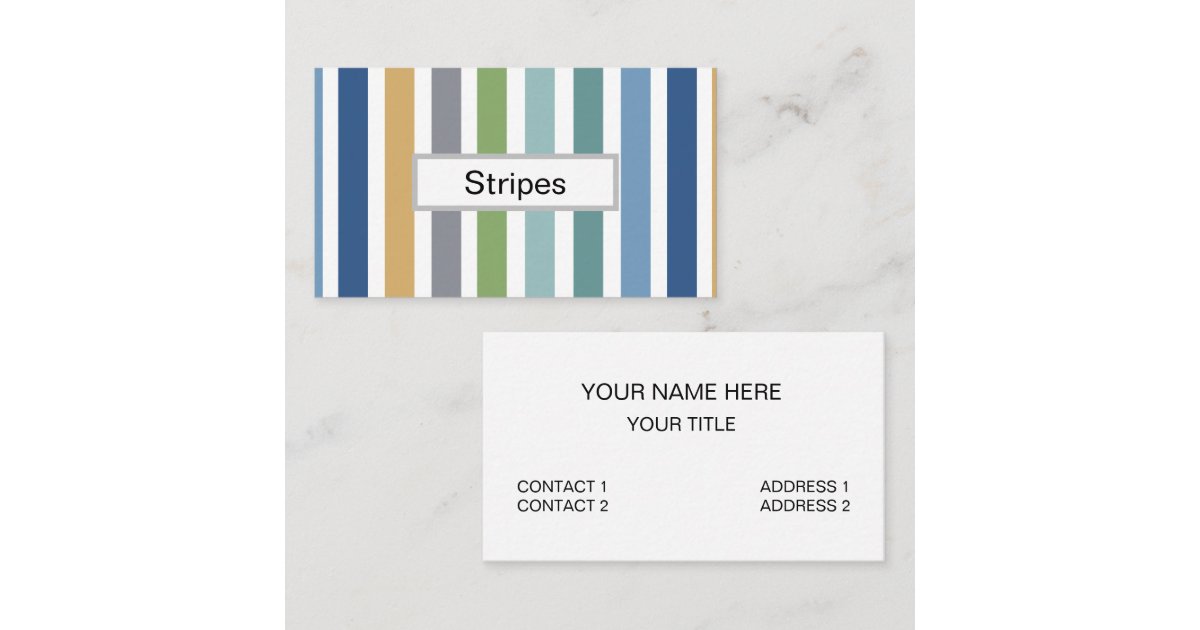 Modern Colorful Coastal Beach Stripes Business Card | Zazzle