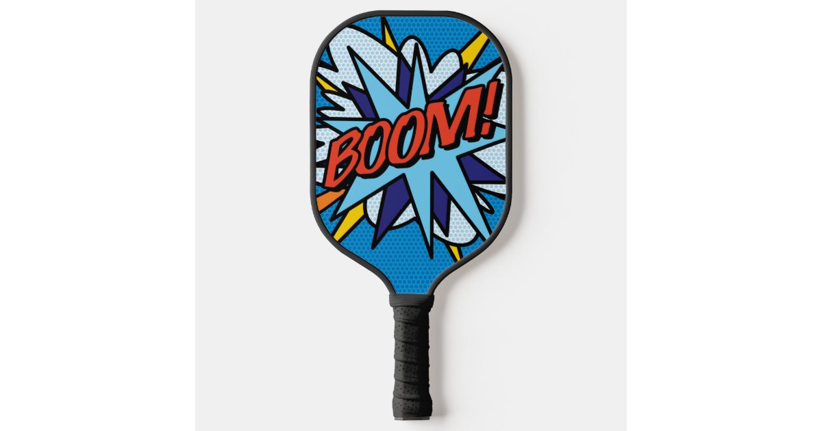Modern Colorful Comic Book BOOM Pickleball Paddle | Zazzle