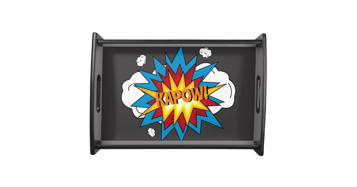 Modern Colorful Comic Book KAPOW Pop Art Kids Serving Tray | Zazzle