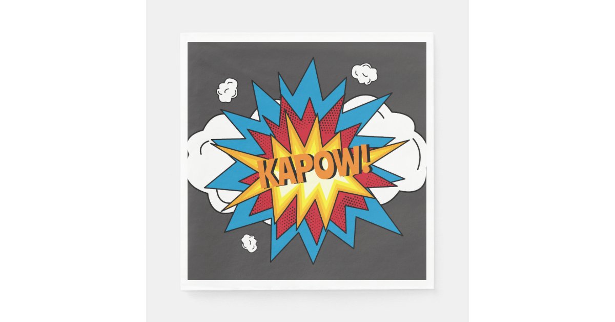 Modern Colorful Comic Book KAPOW Pop Art Napkins | Zazzle